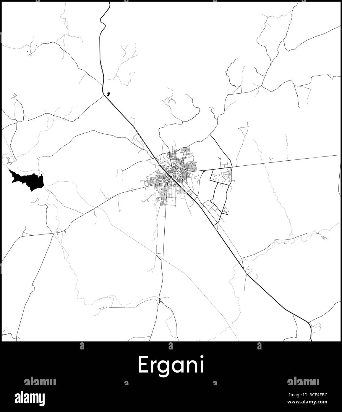 Ergani city map, Turkey - Topographic vector map poster Stock Vector ...