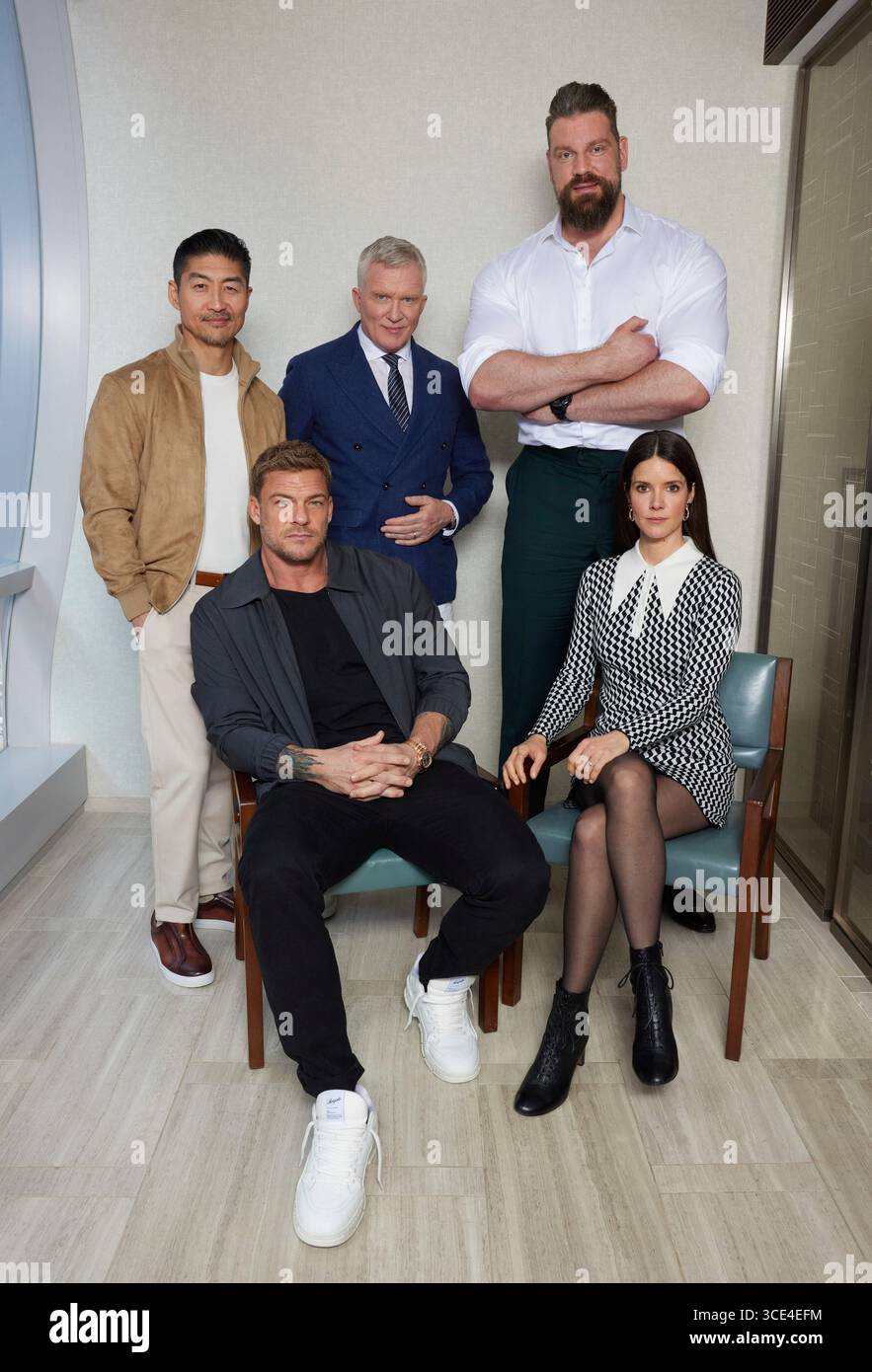 Brian Tee, from left, Alan Ritchson, Anthony Michael Hall, Olivier ...