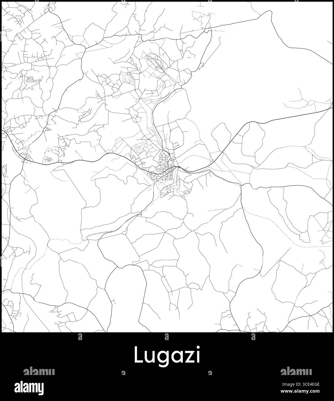 Lugazi city map, Uganda - Topographic vector map poster Stock Vector ...