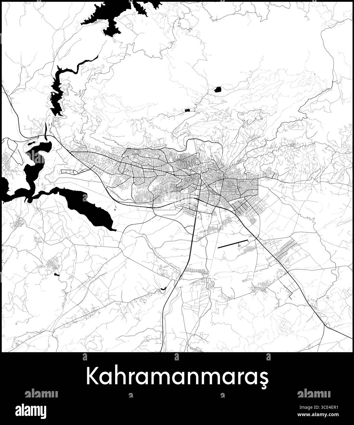 Kahramanmaras city map, Turkey - Topographic vector map poster Stock ...