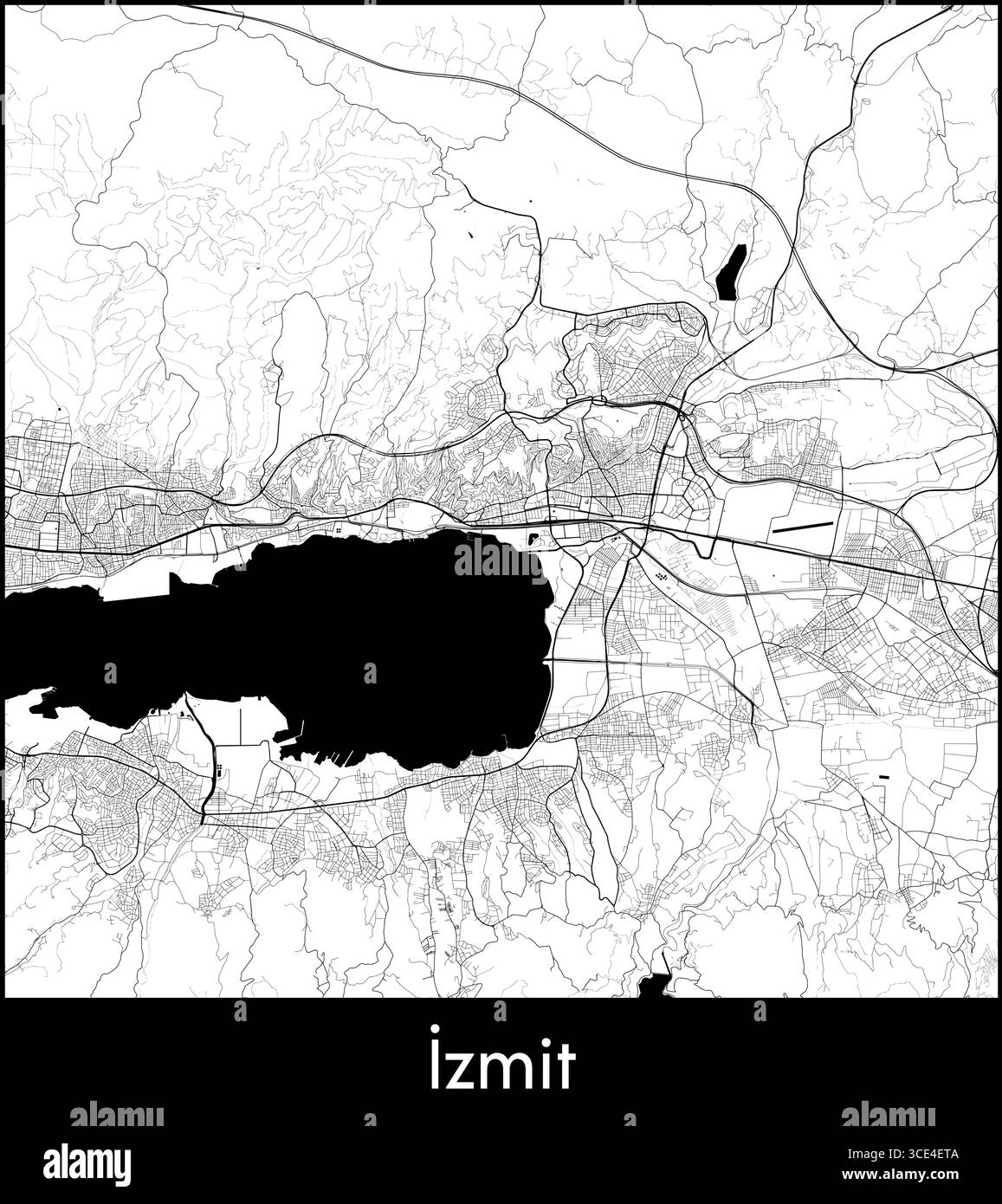 Izmit city map, Turkey - Topographic vector map poster Stock Vector ...
