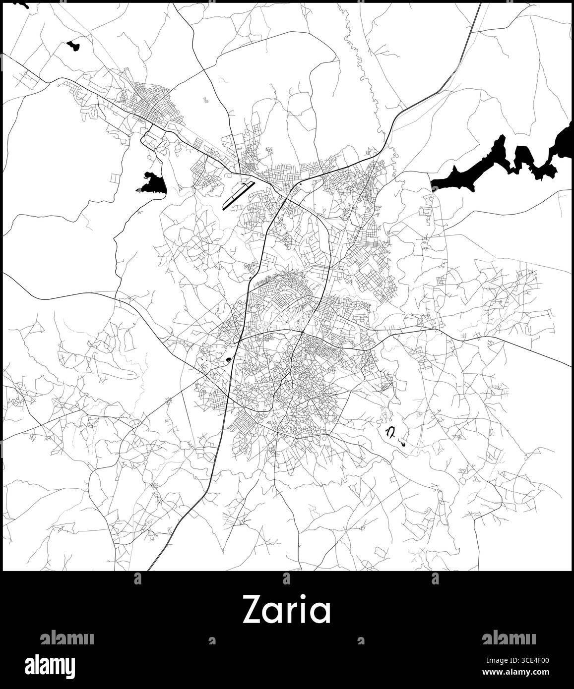 Zaria city map, Nigeria - Topographic vector map poster Stock Vector ...