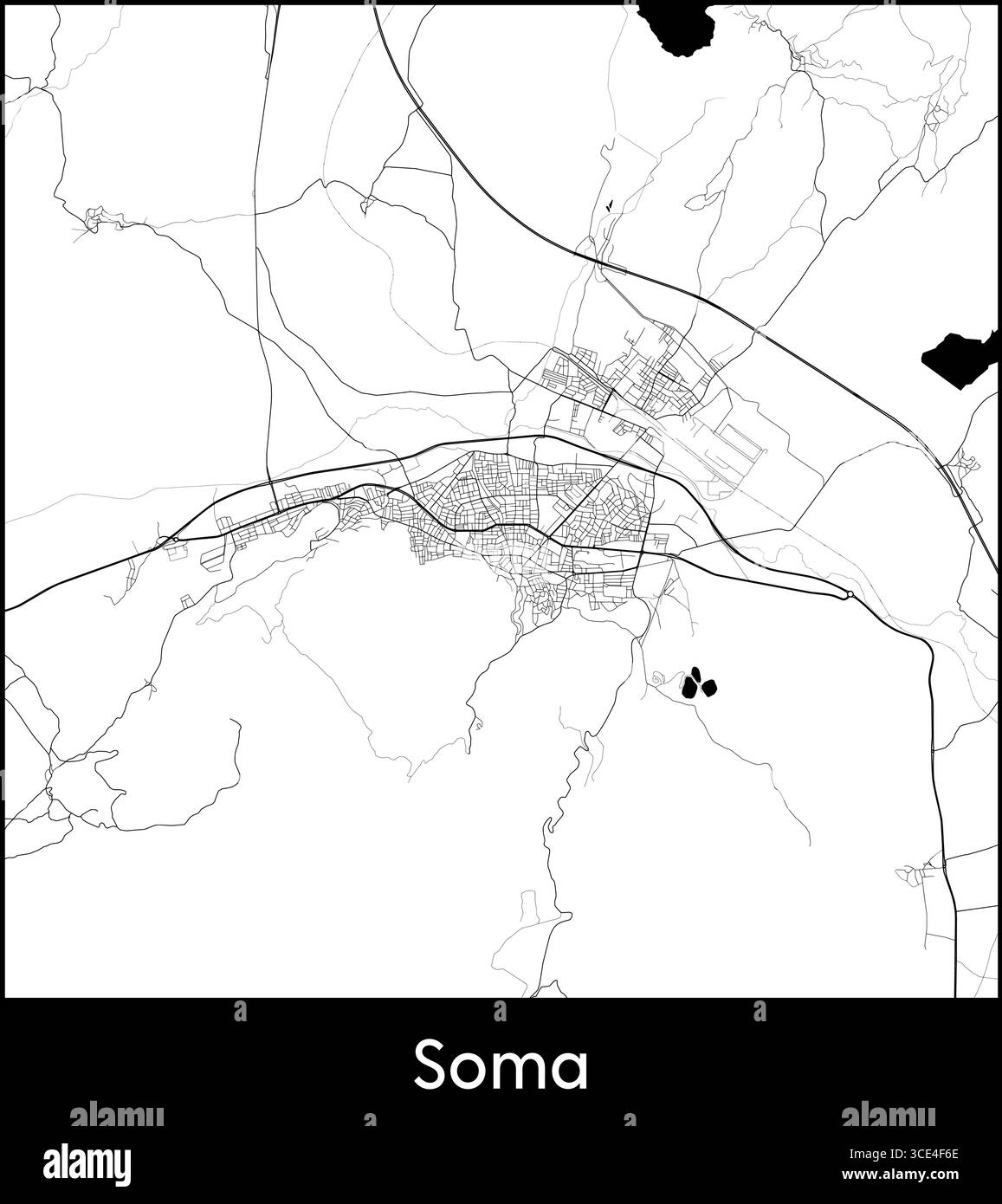 Soma city map, Turkey - Topographic vector map poster Stock Vector ...