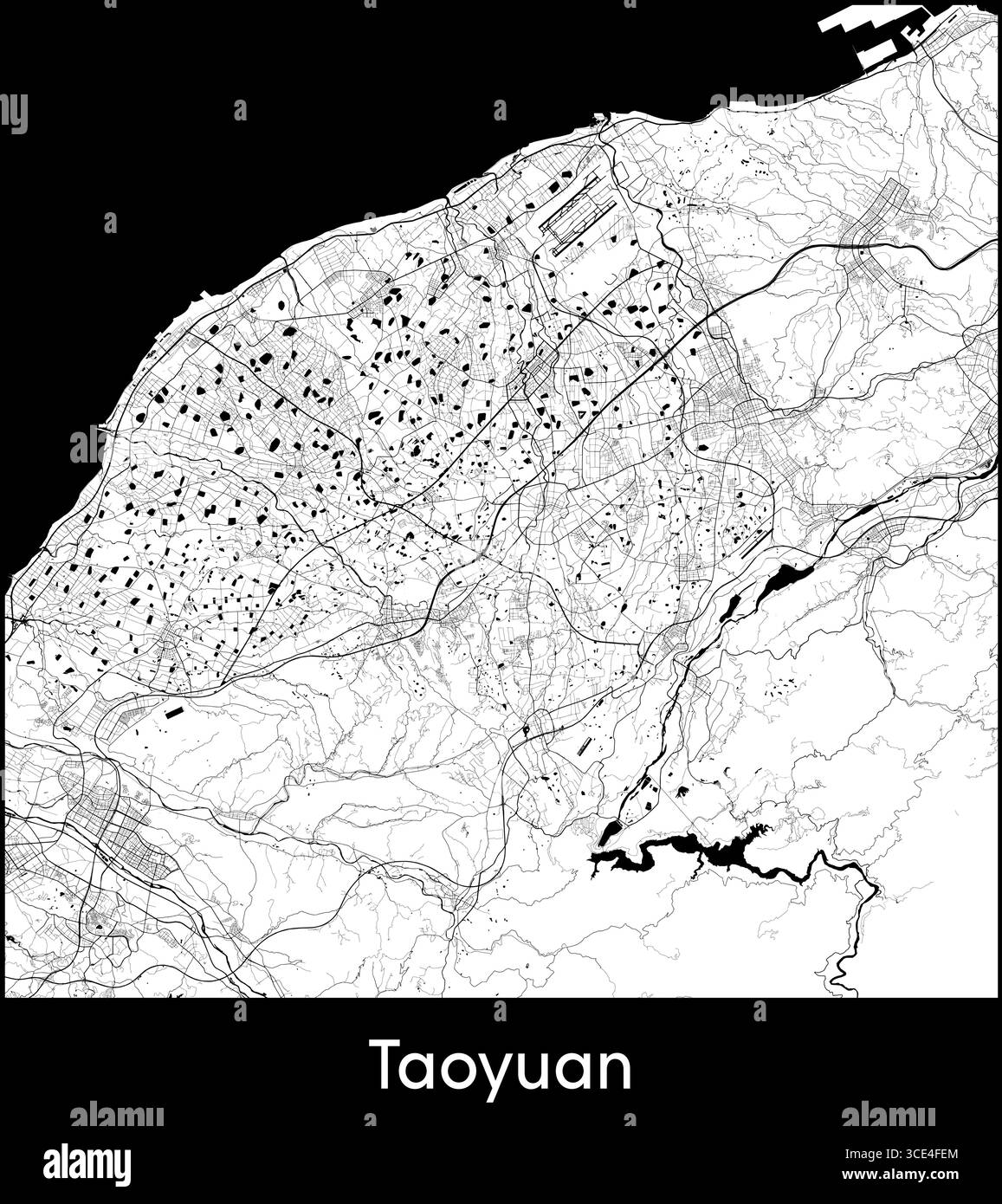 Taoyuan city map, Taiwan - Topographic vector map poster Stock Vector ...