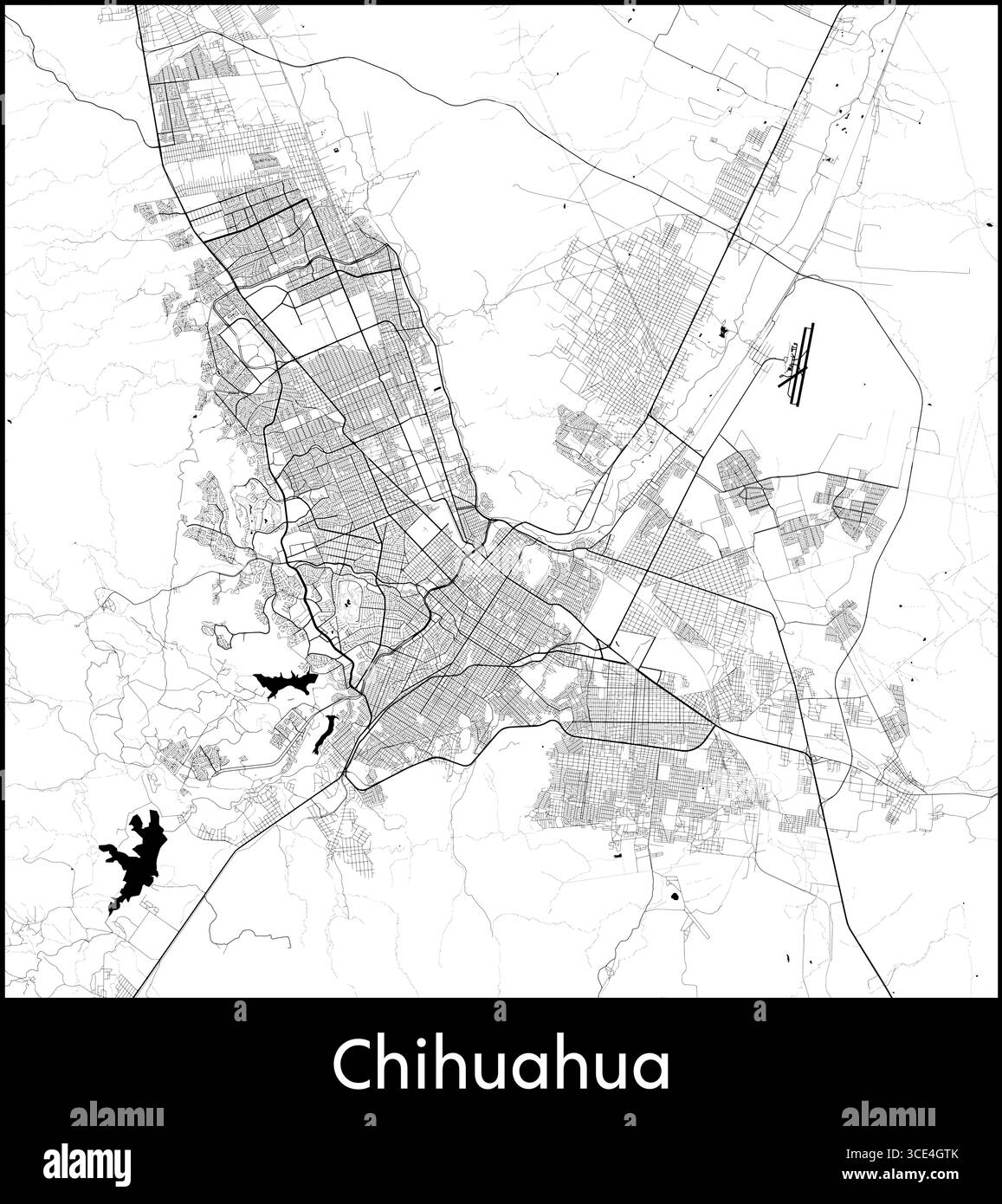 Chihuahua city map, Mexico - Topographic vector map poster Stock Vector ...