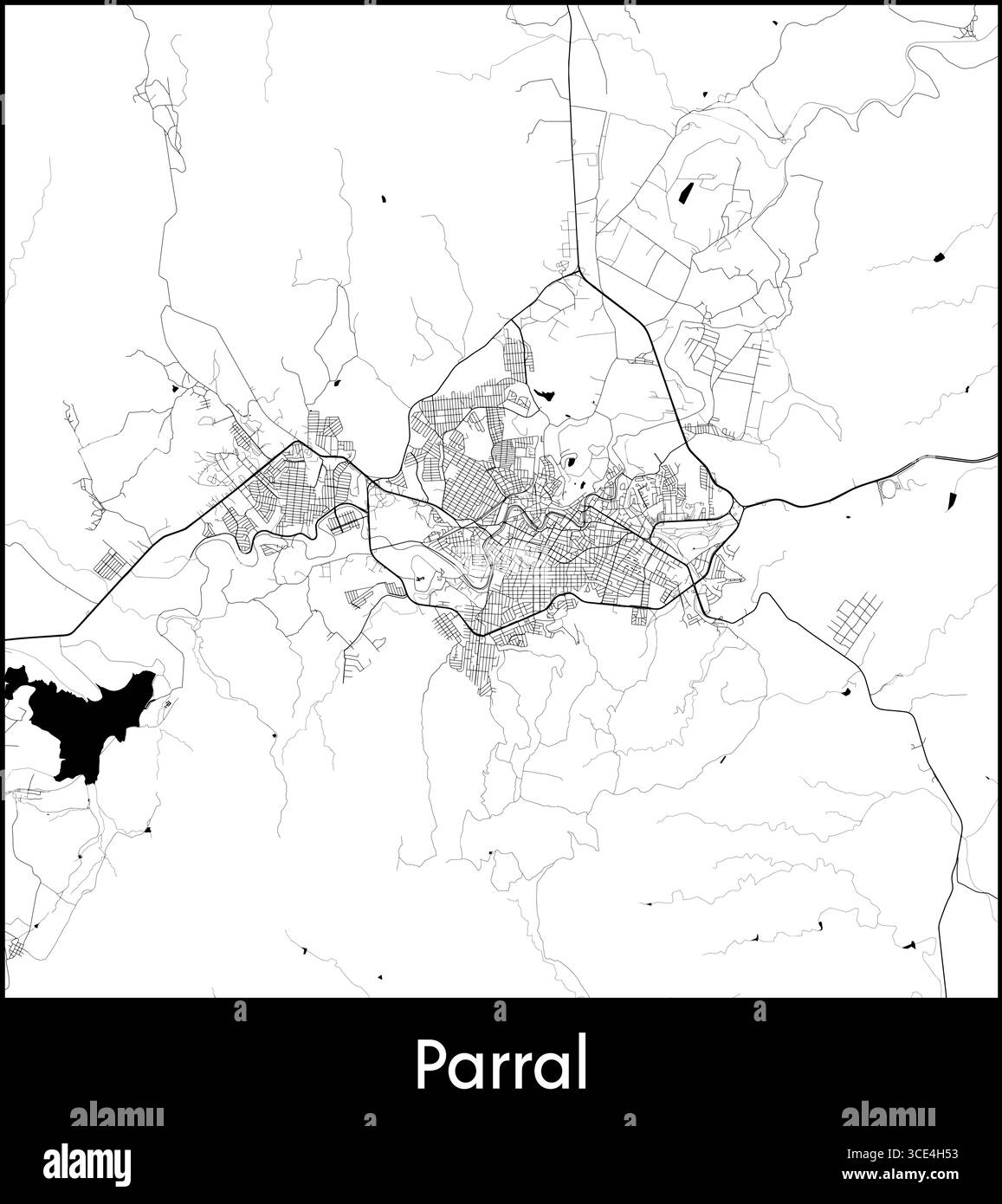 Parral city map, Mexico - Topographic vector map poster Stock Vector ...