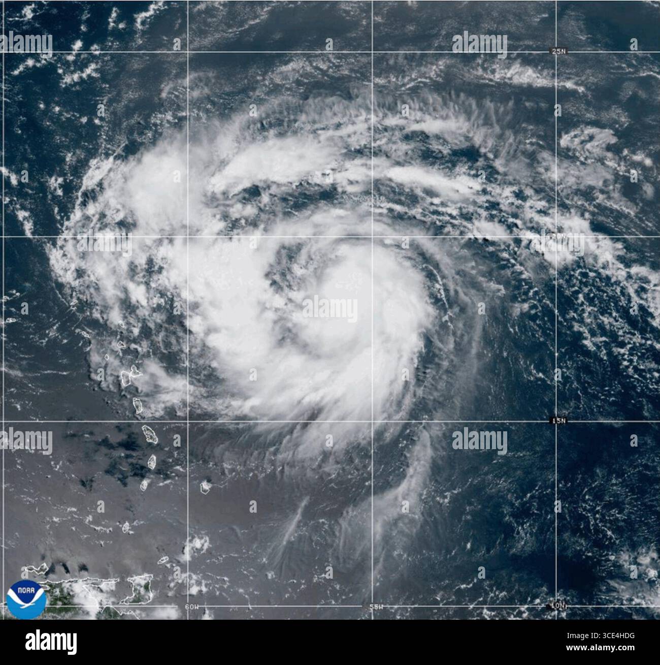 This satellite image provided by NOAA shows Hurricane Erin on Friday ...