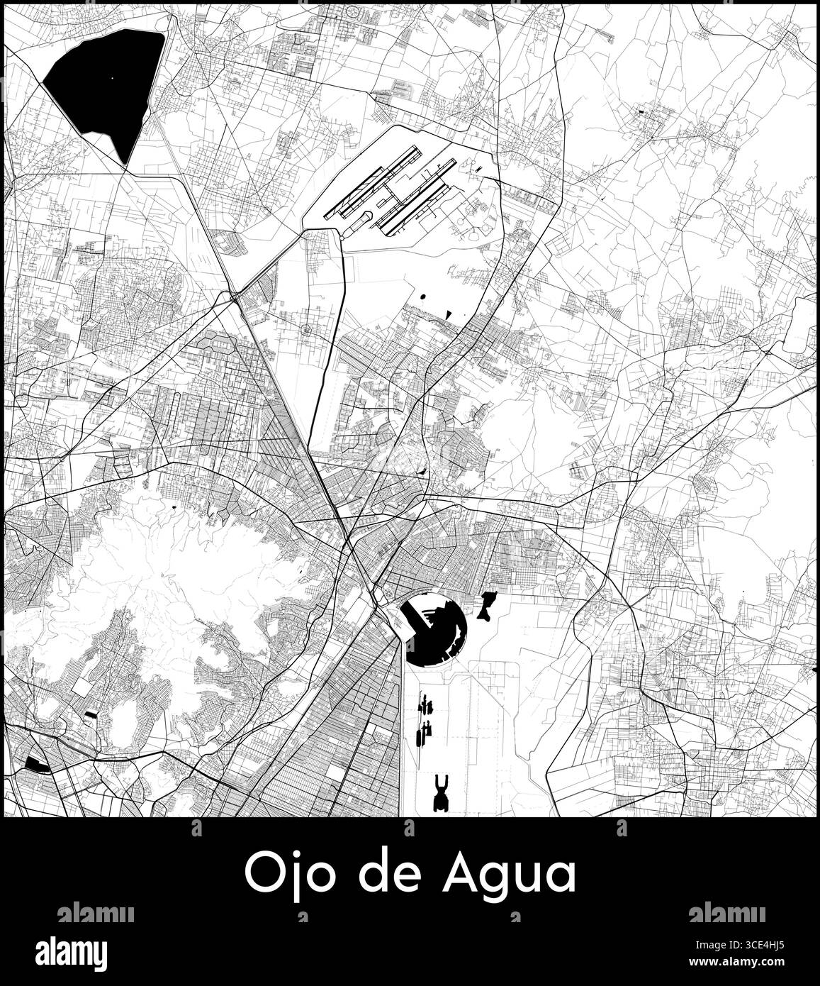 Ojo de Agua city map, Mexico - Topographic vector map poster Stock ...