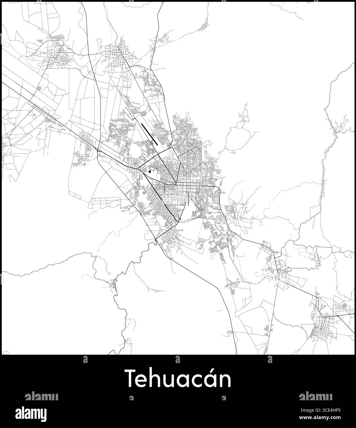 Tehuacan city map, Mexico - Topographic vector map poster Stock Vector ...