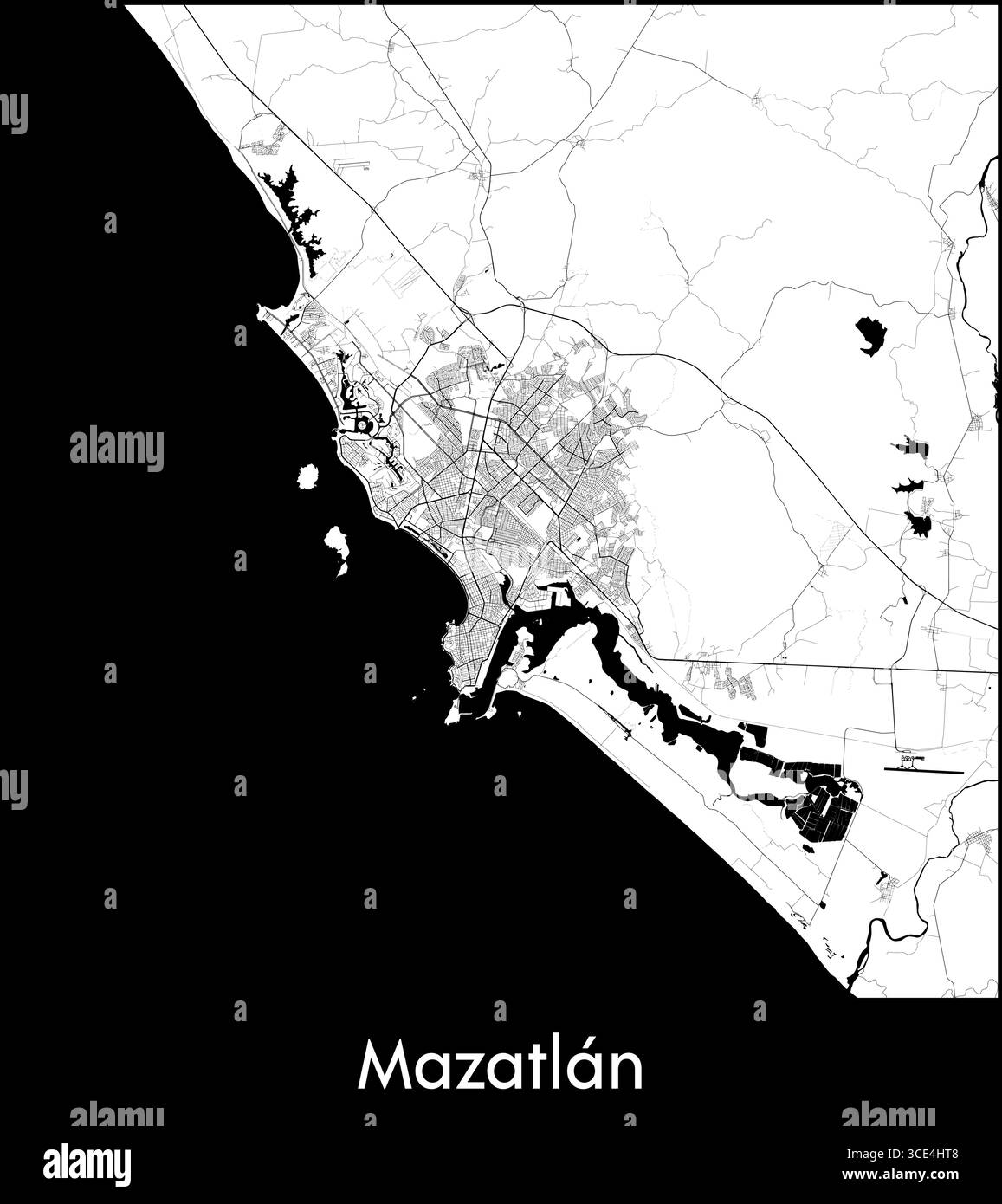 Mazatlan city map, Mexico - Topographic vector map poster Stock Vector ...