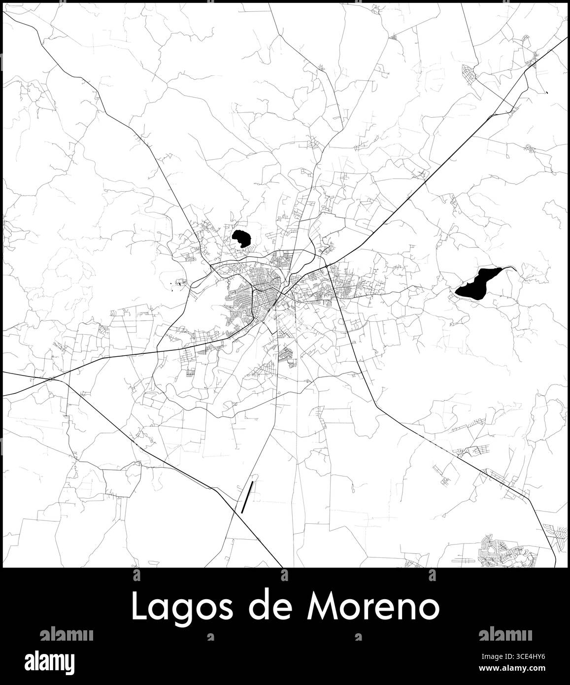 Lagos de Moreno city map, Mexico - Topographic vector map poster Stock ...
