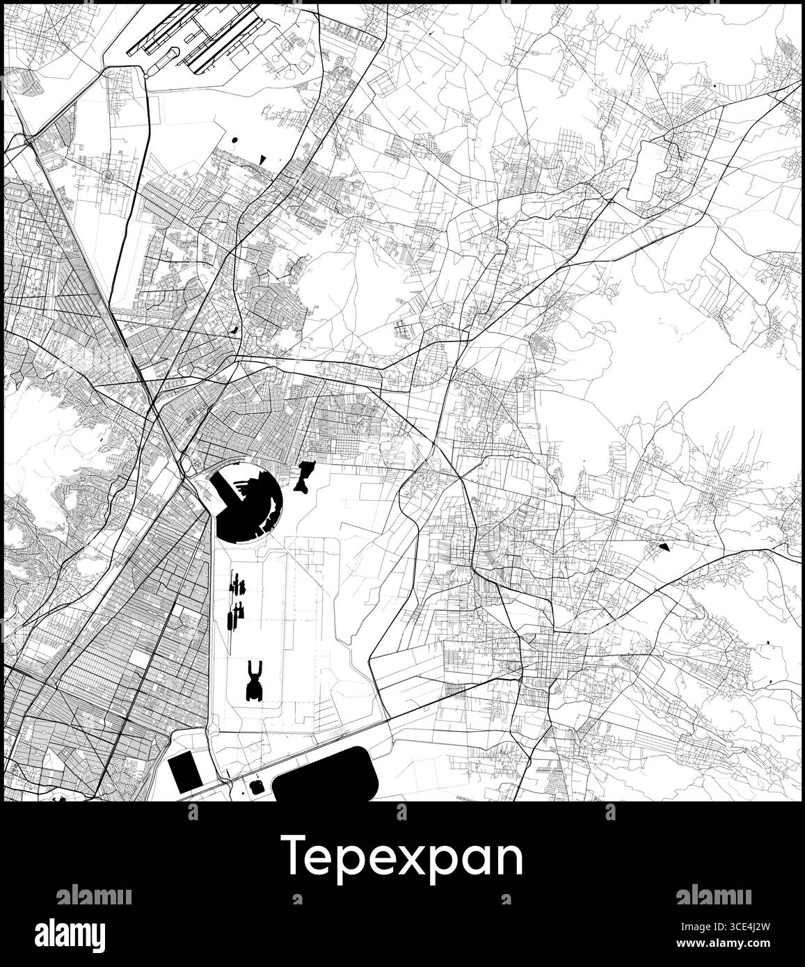 Tepexpan city map, Mexico - Topographic vector map poster Stock Vector ...
