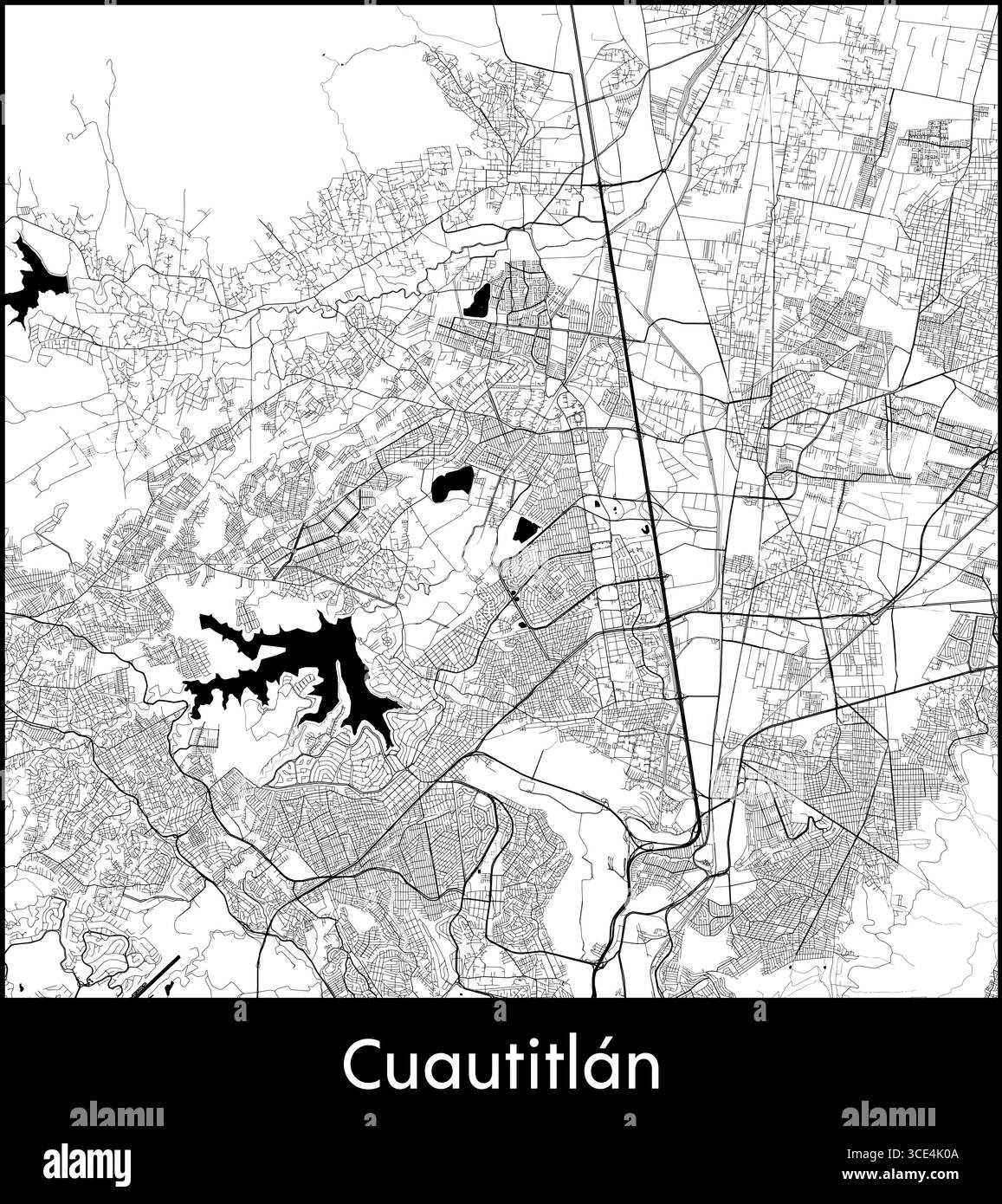 Cuautitlan city map, Mexico - Topographic vector map poster Stock ...