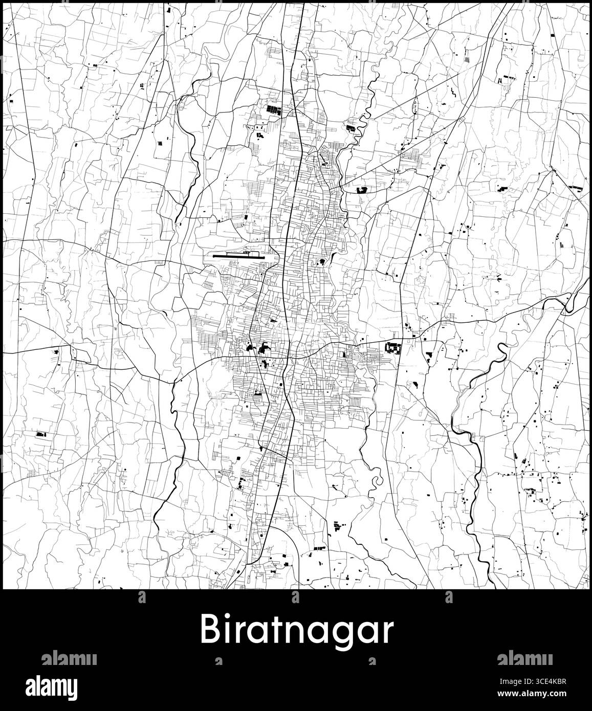 Biratnagar city map, Nepal - Topographic vector map poster Stock Vector ...
