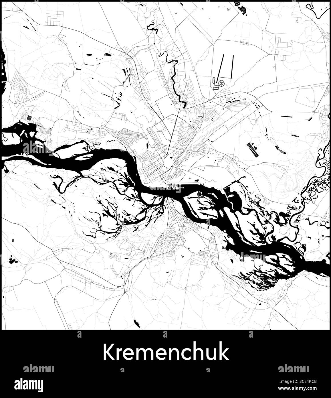Kremenchuk city map, Ukraine - Topographic vector map poster Stock ...