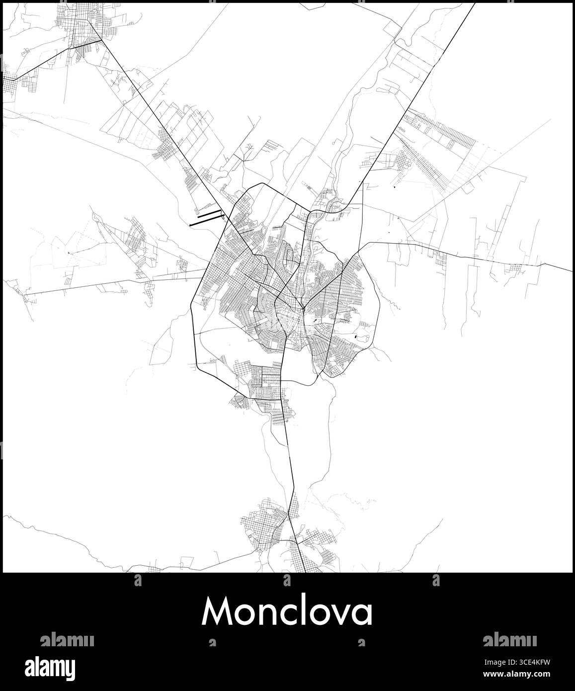 Monclova city map, Mexico - Topographic vector map poster Stock Vector ...