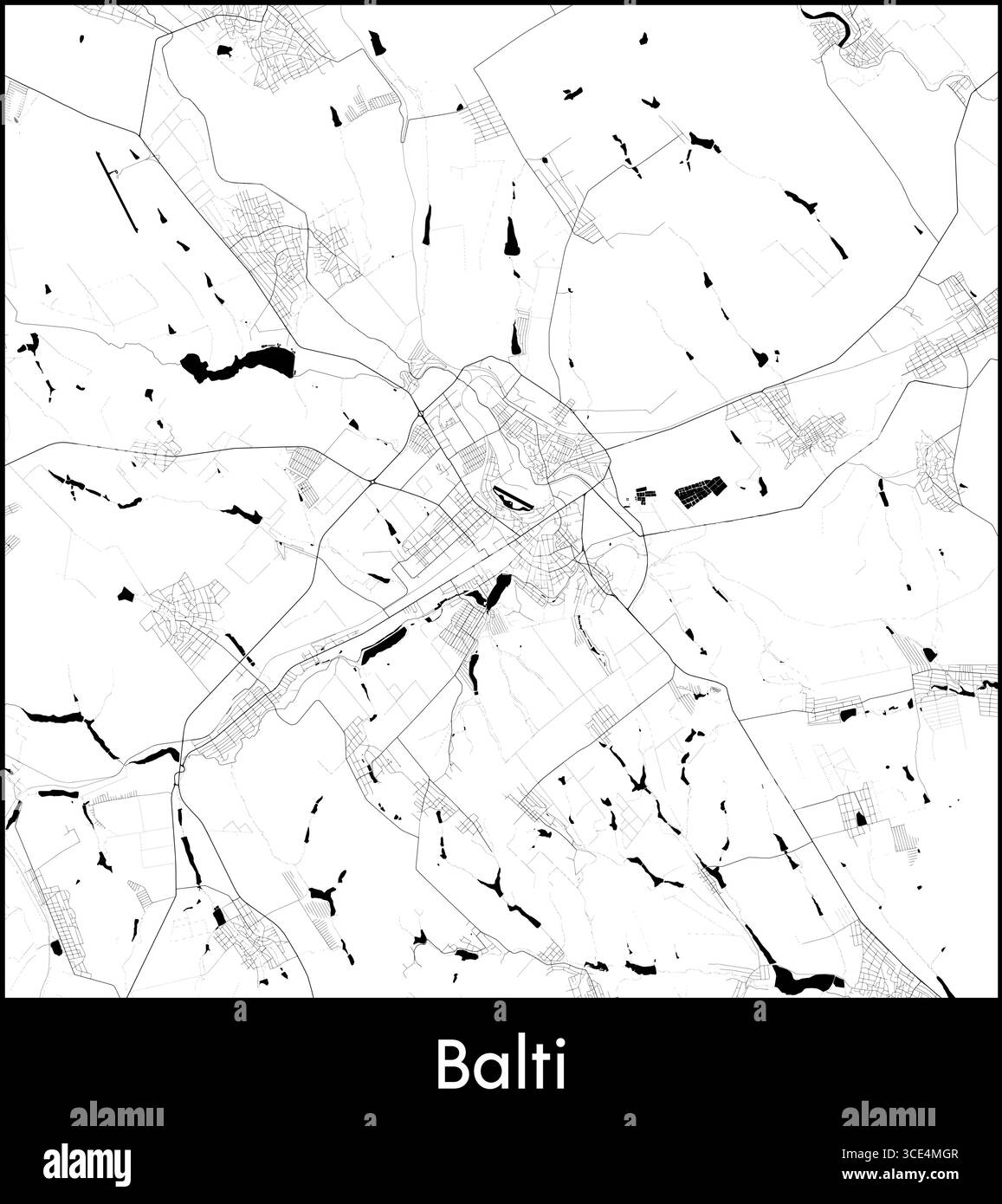 Balti city map, Moldova - Topographic vector map poster Stock Vector ...