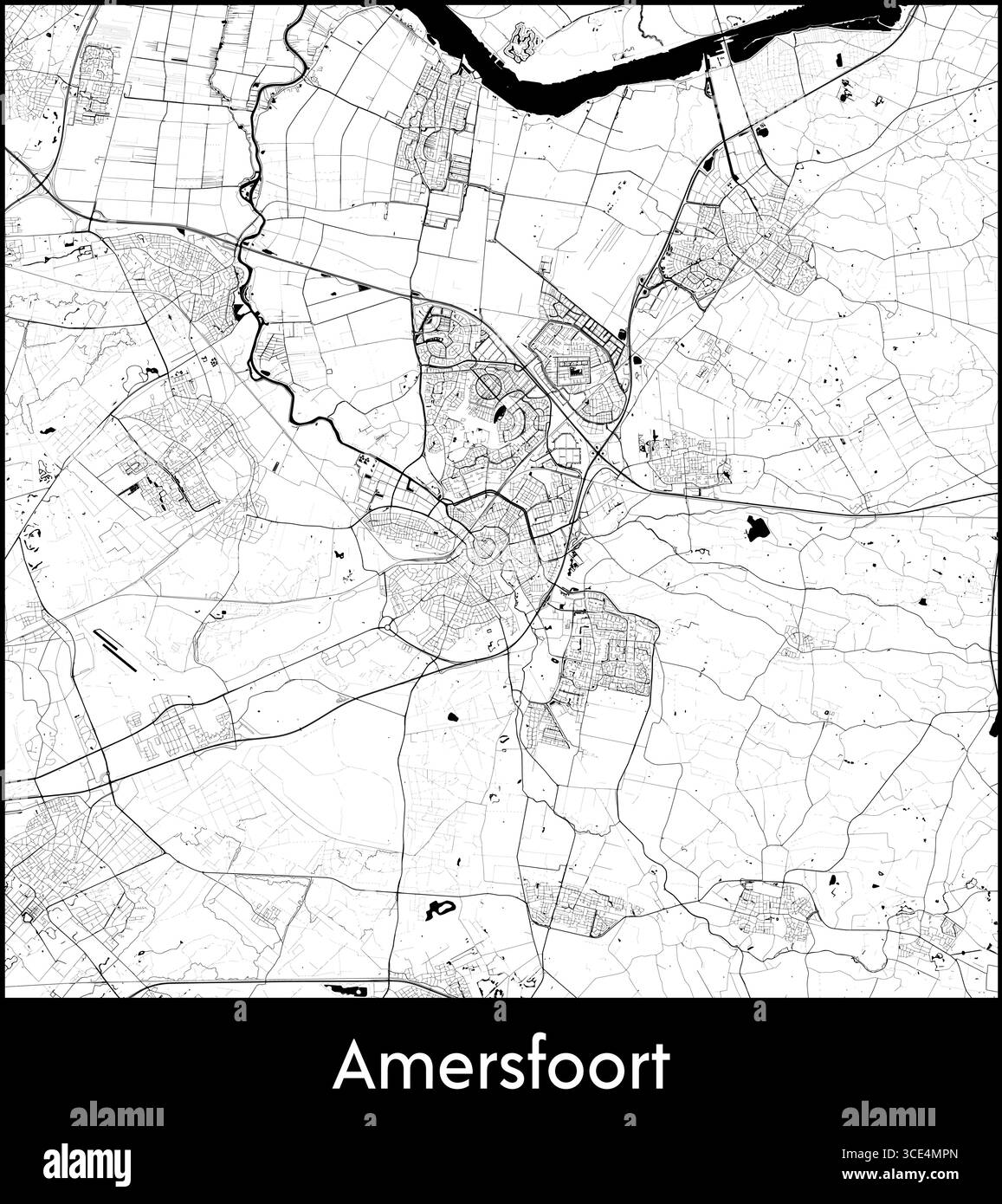 Amersfoort city map, Netherlands - Topographic vector map poster Stock Vector Image & Art - Alamy