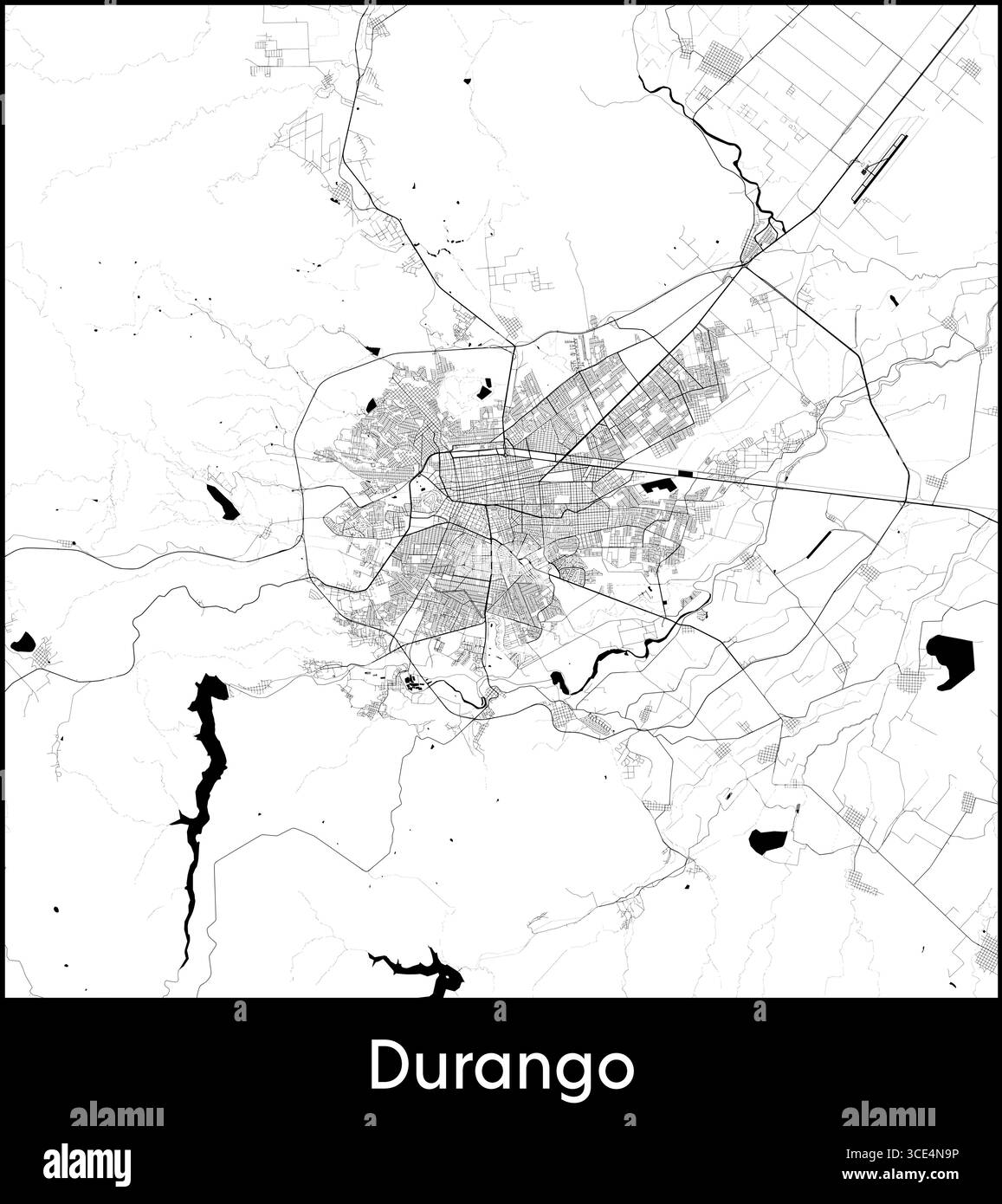 Durango city map, Mexico - Topographic vector map poster Stock Vector ...