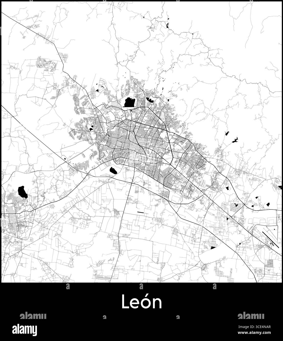 Leon city map, Mexico - Topographic vector map poster Stock Vector ...
