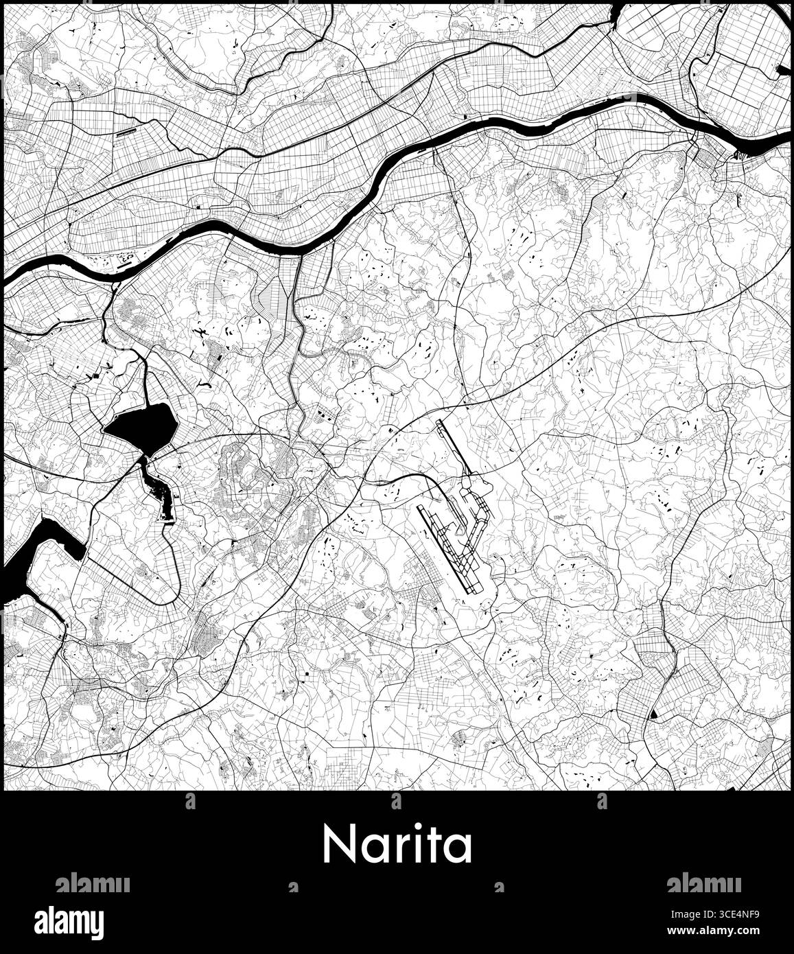 Narita city map, Japan - Topographic vector map poster Stock Vector ...