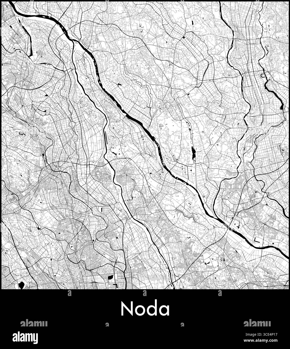 Noda city map, Japan - Topographic vector map poster Stock Vector Image ...