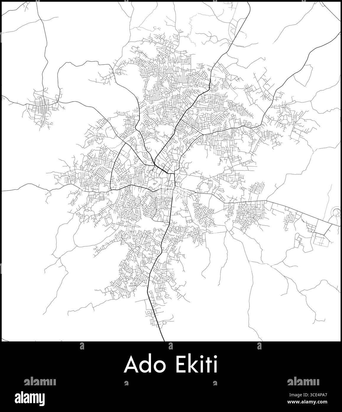 Ado Ekiti city map, Nigeria - Topographic vector map poster Stock ...