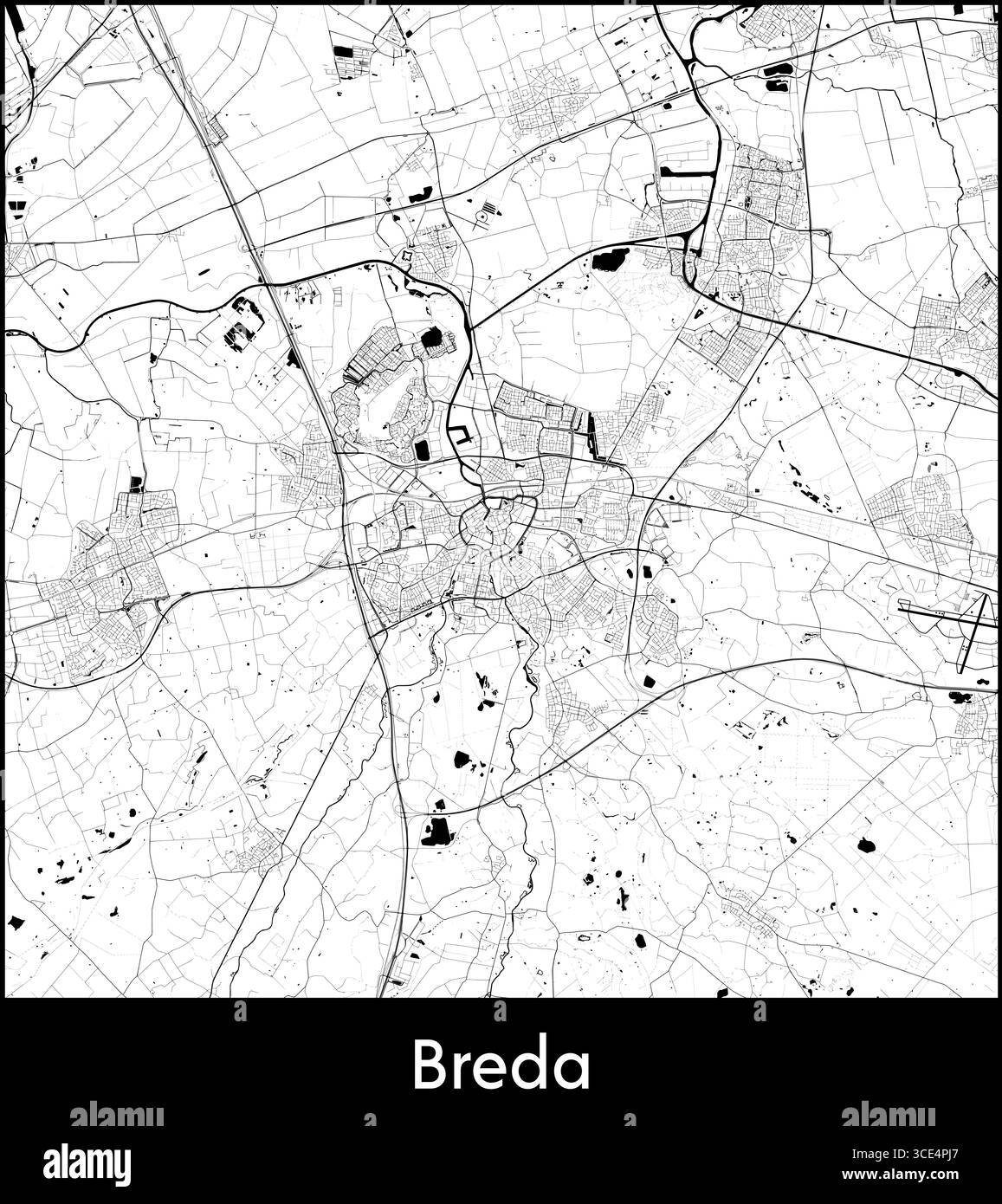 Breda city map, Netherlands - Topographic vector map poster Stock ...