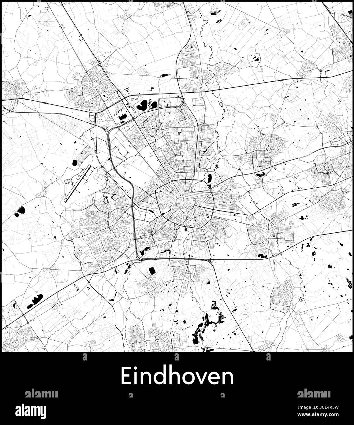 Eindhoven city map, Netherlands - Topographic vector map poster Stock ...