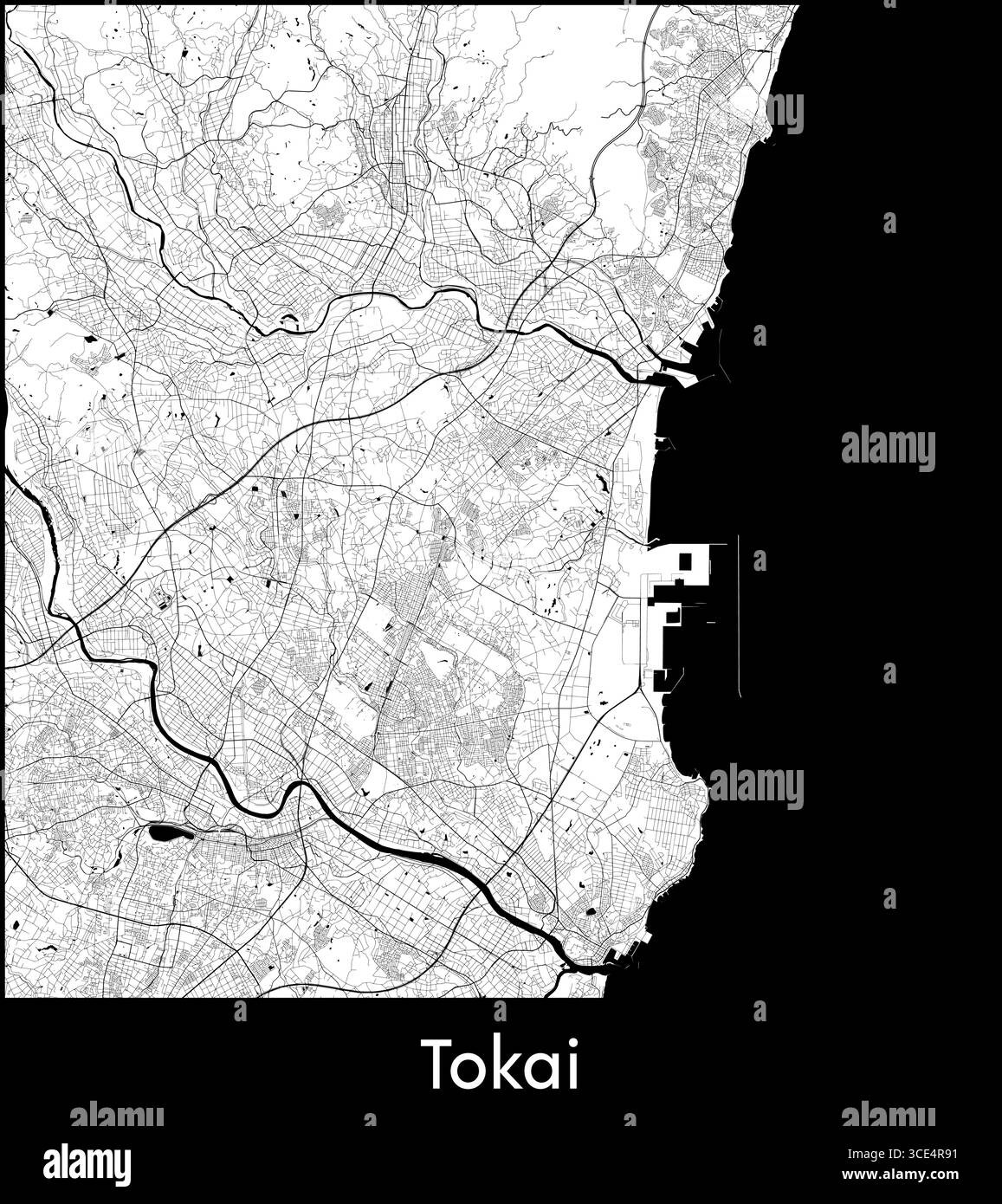 Tokai city map, Japan - Topographic vector map poster Stock Vector ...