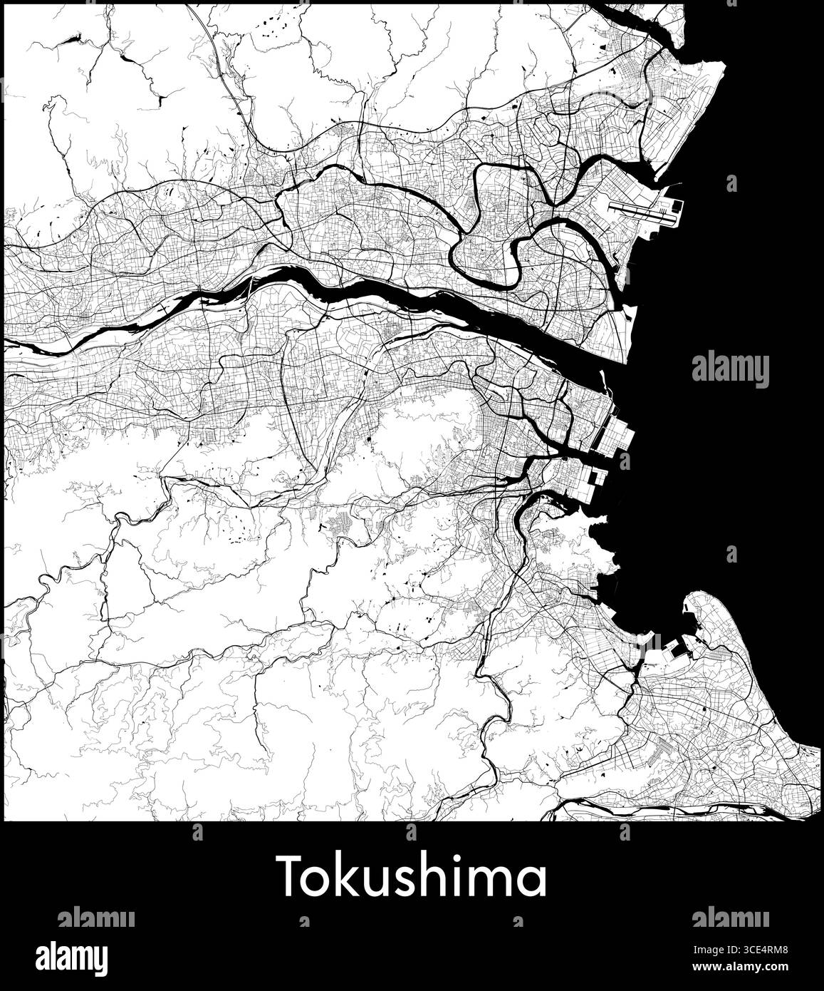 Vector map of tokushima Black and White Stock Photos & Images - Alamy