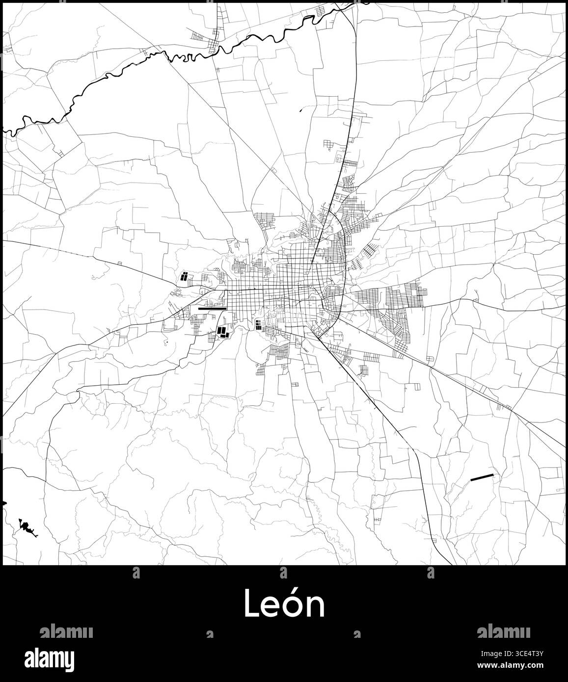 Leon city map, Nicaragua - Topographic vector map poster Stock Vector ...