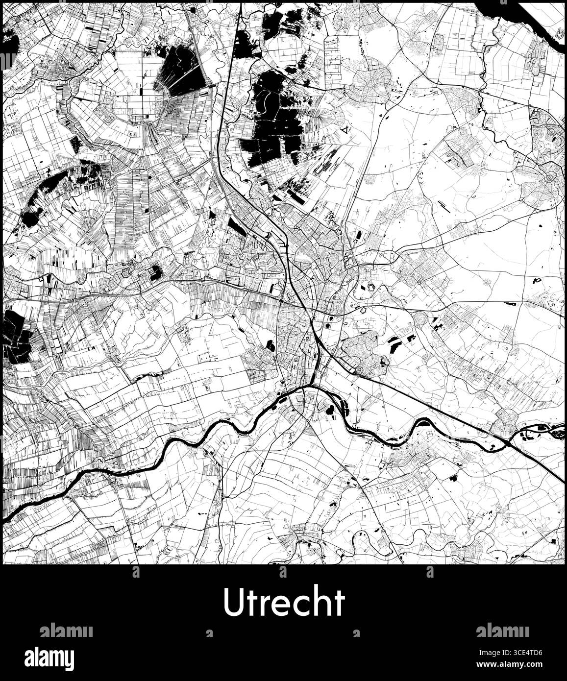 Utrecht city map, Netherlands - Topographic vector map poster Stock ...