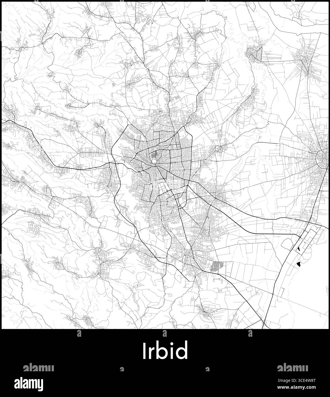 Irbid city map, Jordan - Topographic vector map poster Stock Vector ...