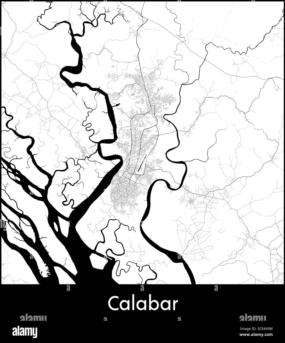 Calabar city map, Nigeria - Topographic vector map poster Stock Vector ...