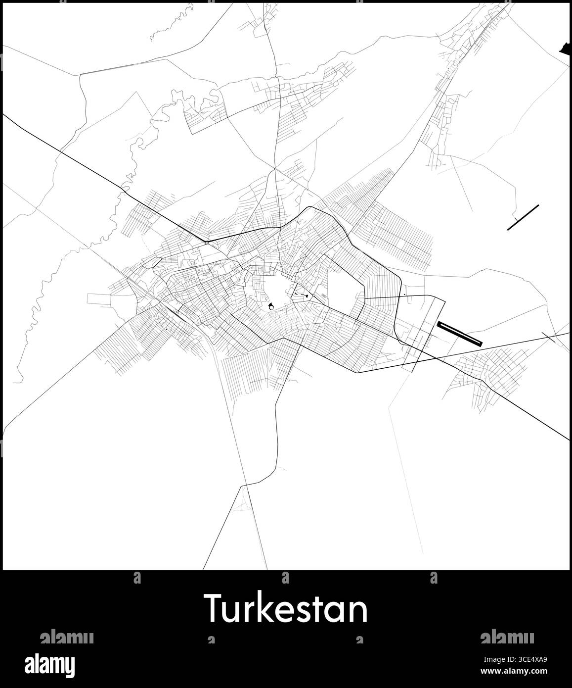 Turkestan city map, Kazakhstan - Topographic vector map poster Stock ...