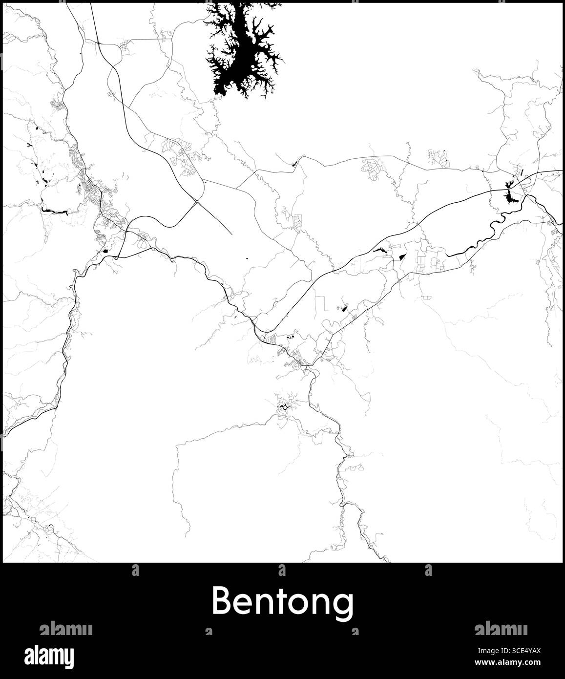 Bentong city map, Malaysia - Topographic vector map poster Stock Vector ...