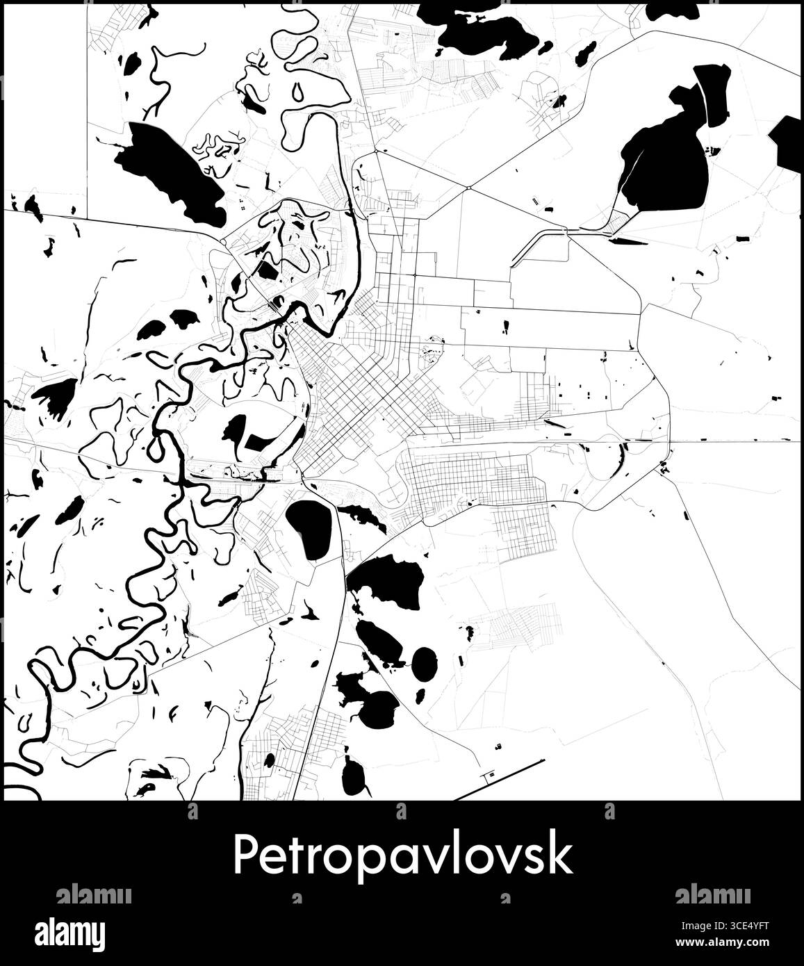 Petropavlovsk city map, Kazakhstan - Topographic vector map poster ...