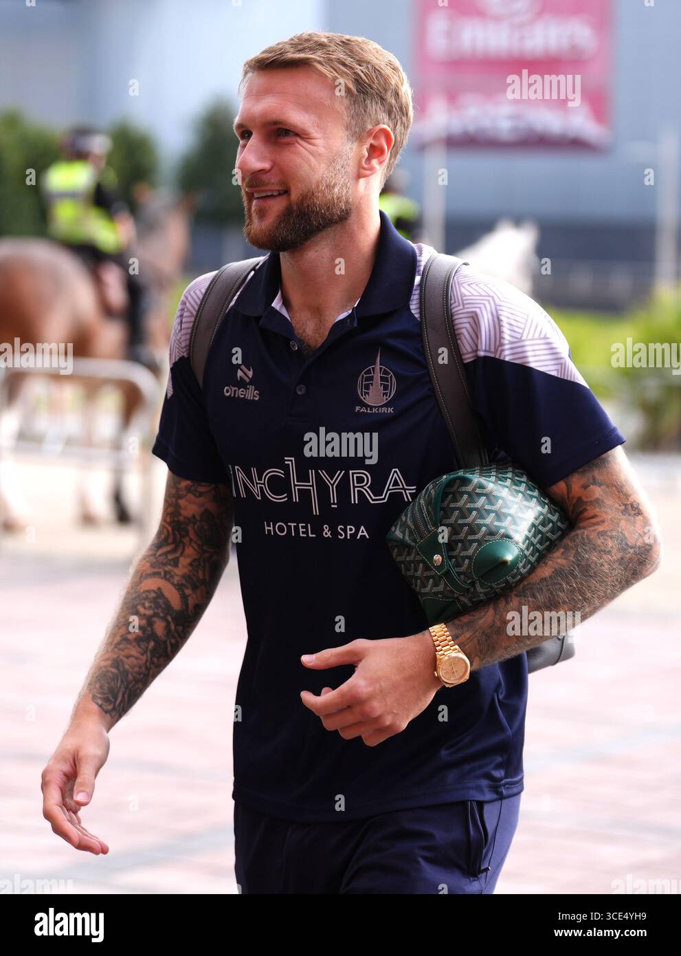 Falkirk goalkeeper Scott Bain arrives to the stadium ahead of the ...