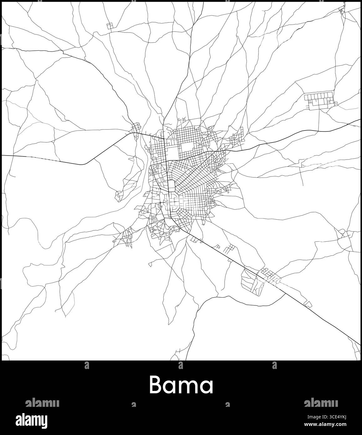 Bama city map, Nigeria - Topographic vector map poster Stock Vector ...