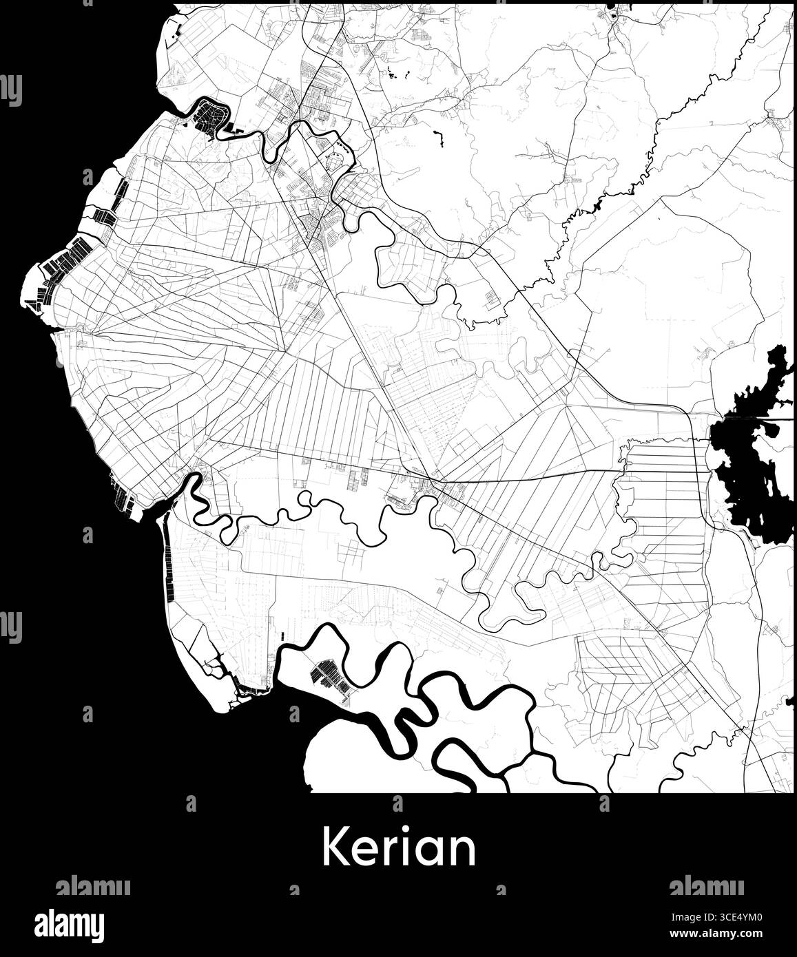 Kerian city map, Malaysia - Topographic vector map poster Stock Vector ...