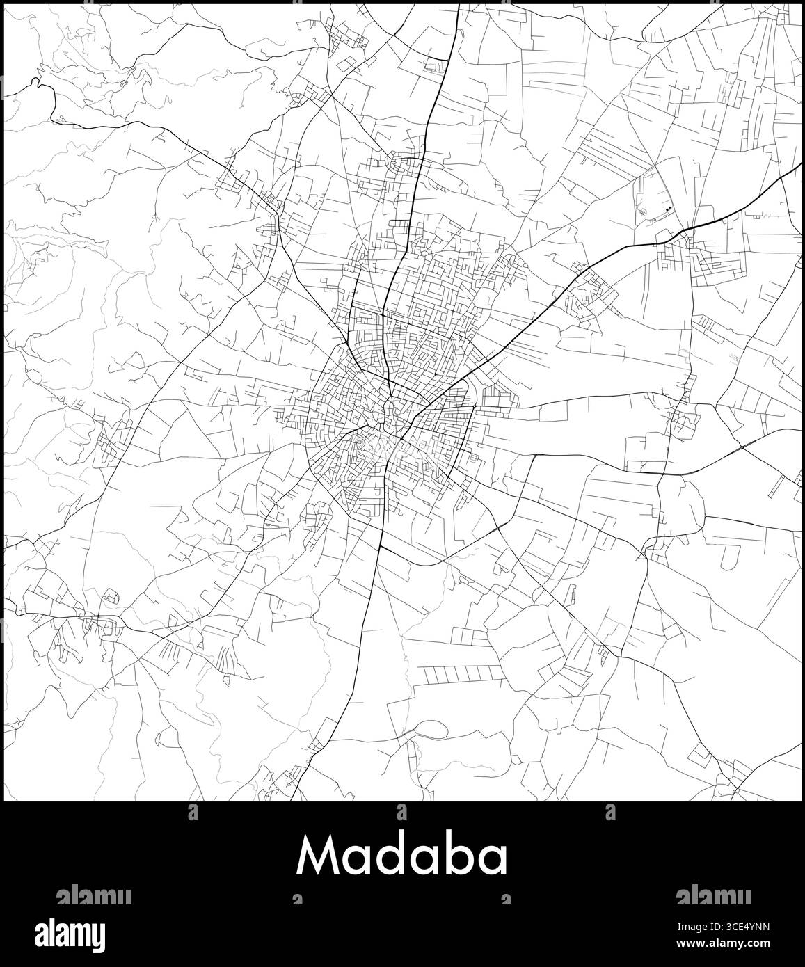 Madaba city map, Jordan - Topographic vector map poster Stock Vector ...