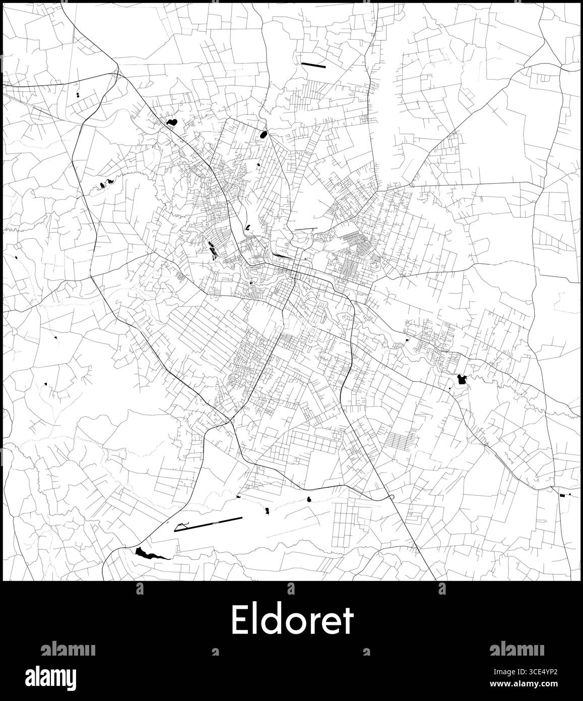 Eldoret city map, Kenya - Topographic vector map poster Stock Vector ...