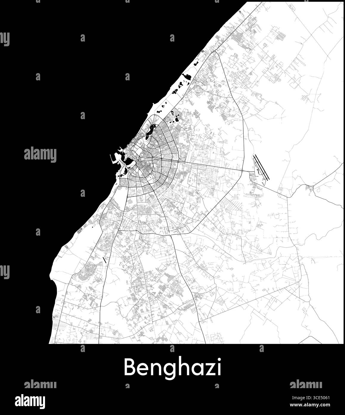 Benghazi outline map Black and White Stock Photos & Images - Alamy