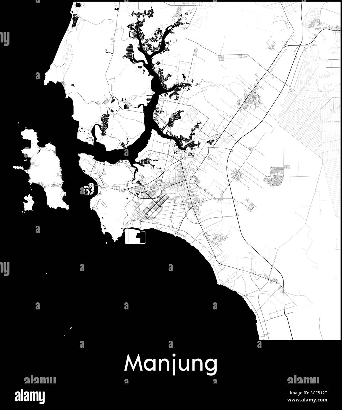 Manjung city map, Malaysia - Topographic vector map poster Stock Vector ...
