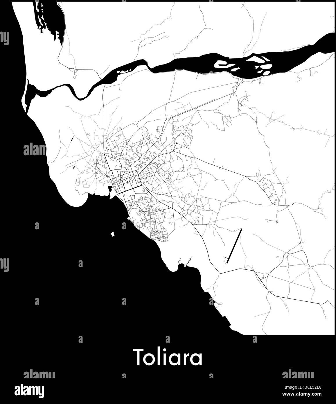 Toliara city map, Madagascar - Topographic vector map poster Stock ...