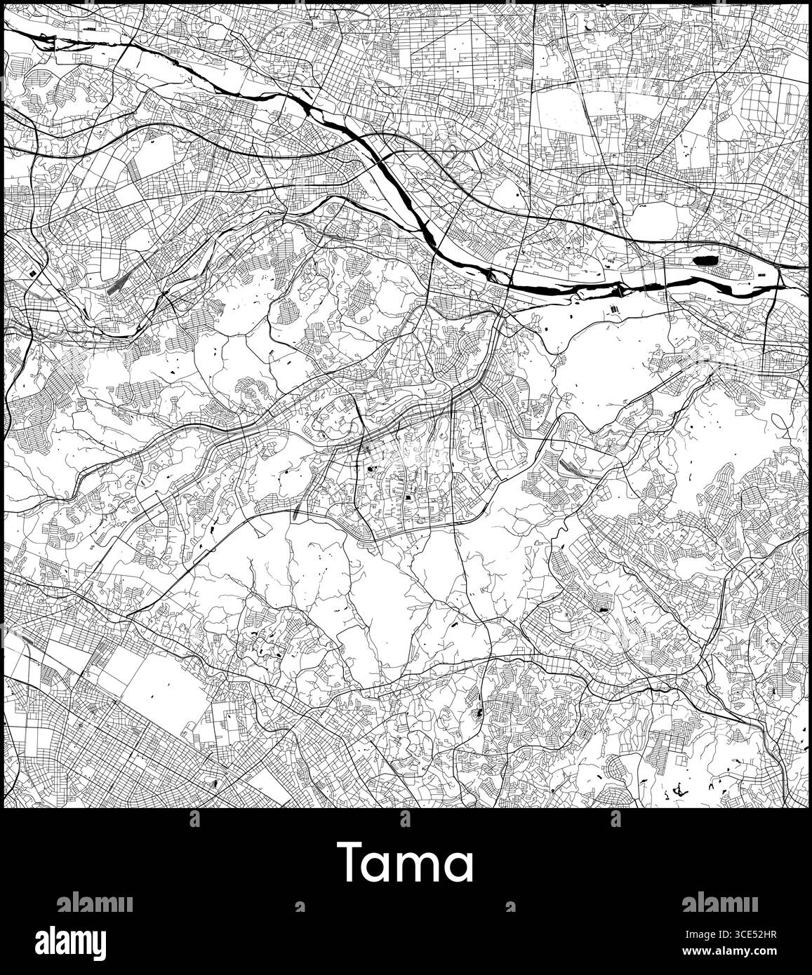Tama vector outline map Black and White Stock Photos & Images - Alamy