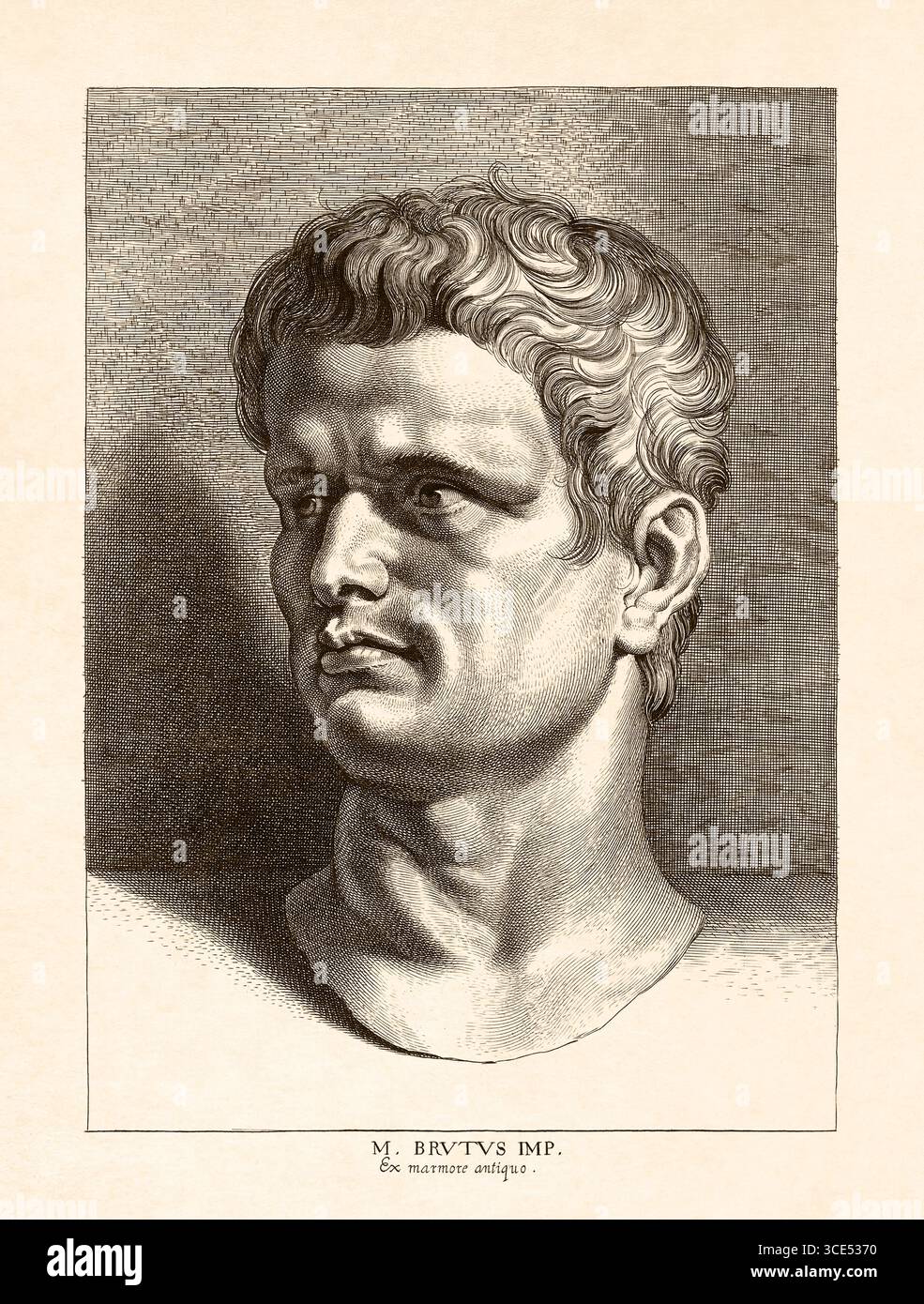 Engraving based on a work by Paul Rubens depicting the bust of the ...