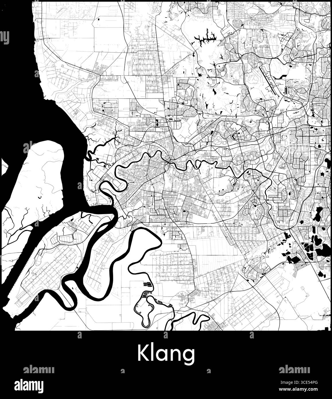Klang city map, Malaysia - Topographic vector map poster Stock Vector ...