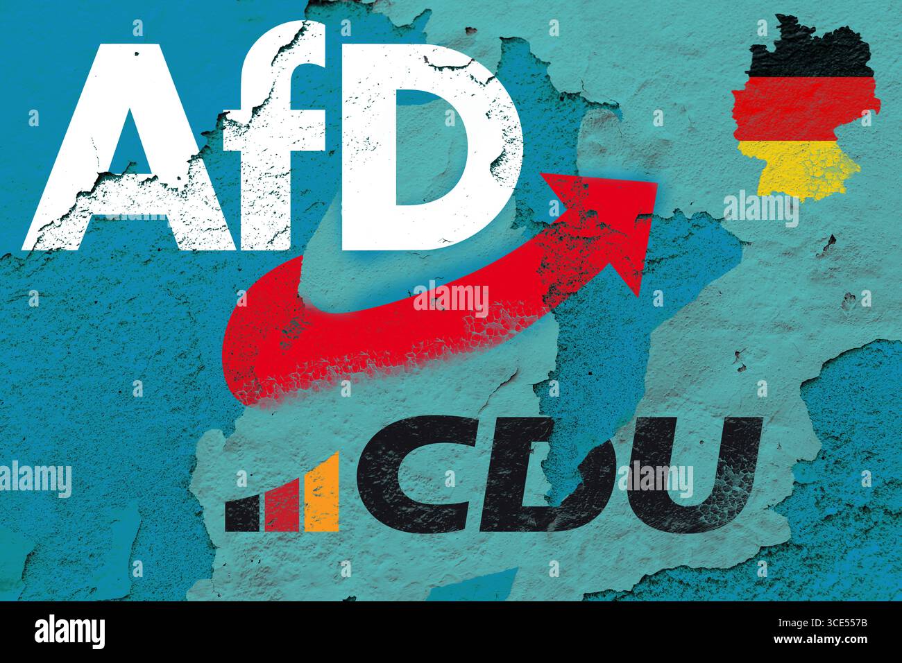 Bavaria, Germany - August 13, 2025: PHOTO MONTAGE, Political symbol ...